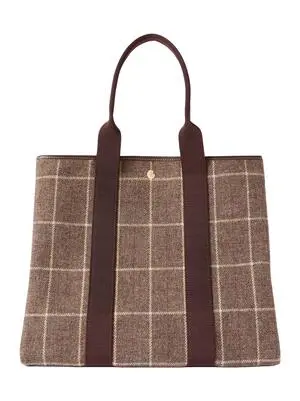 Rue De Verneuil Large Checked Tweed Tote - Brown