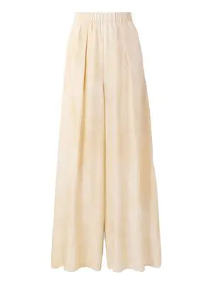 CORTANA Dream Pleated Silk Wide-leg Pants - Ivory