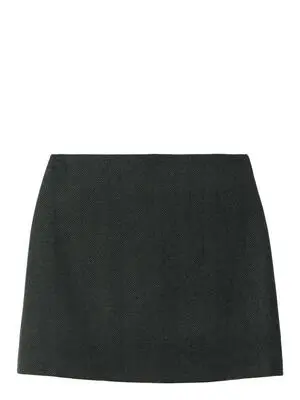 BLAZÉ MILANO Cheveyo Coci Herringbone Wool Mini Skirt Dark Green