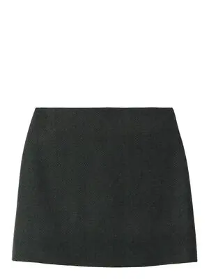 BLAZÉ MILANO Cheveyo Coci Herringbone Wool Mini Skirt Green