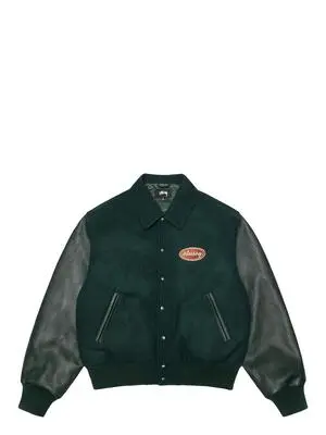 StÜssy Script Oval Varsity Jacket Green