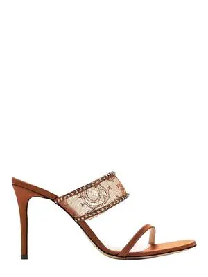 ANDREA WAZEN 85mm Tabaris Lace-embellished Stiletto Sandals - Brown
