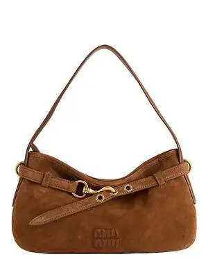 Miu Miu Aventure Suede Top Handle Bag - Rovere