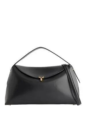 TOTEME T-lock Leather Top Handle Bag - Black
