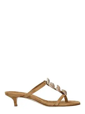 Christopher Esber Sundial Seashell Suede Heeled Sandals - Tan