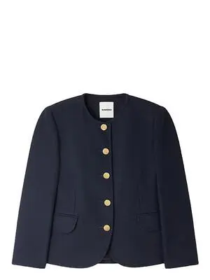 Sandro Round-neck Woven Jacket - Navy Blue
