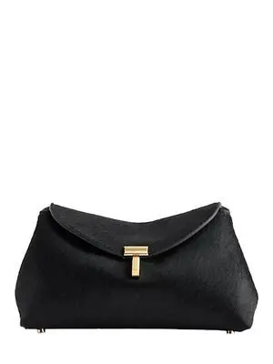 TOTEME T-lock Pony Hair Leather Clutch - Black