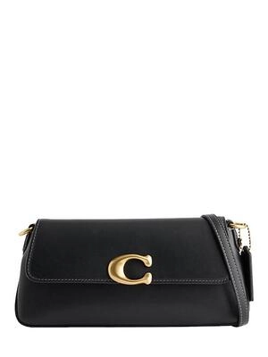 COACH Jet Leather Shoulder Bag Black