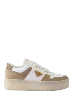 Prada Downtown Bold Leather Sneakers - White