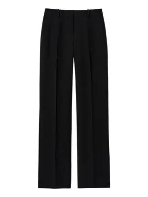 Lafayette 148 New York Wool Silk Crepe Tuxedo Stripe Pant - Black