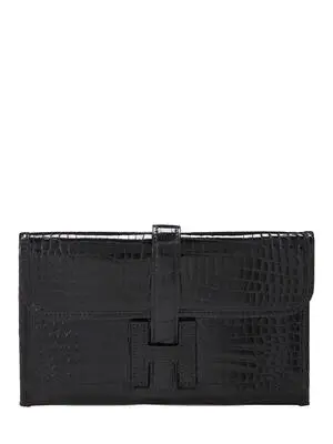 HERMÈS Jige Mini Crocodile Porosus Lisse Clutch