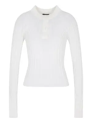 Giorgio Armani Crew-neck Rib-knit Jumper In Cashmere And Silk - White