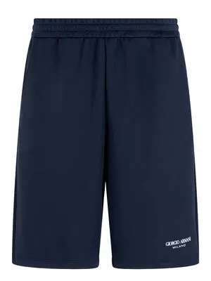 Giorgio Armani Modal-blend Double-jersey Bermuda Shorts - Navy_blue
