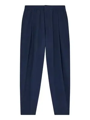 Giorgio Armani Silk Crêpe Flat-front Trousers - Blue