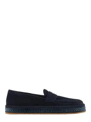Giorgio Armani Suede Loafers With Rope Sole - Blue