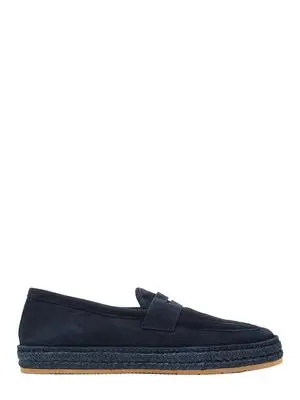 Giorgio Armani Suede Loafers With Rope Sole - Blue