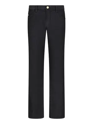 Giorgio Armani Stretch Cotton And Silk Regular-fit Trousers - Black