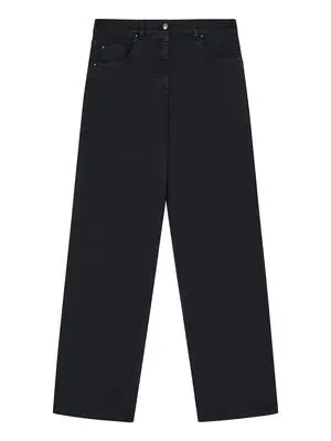 Giorgio Armani Stretch-cotton Denim Wide-leg Trousers - Black