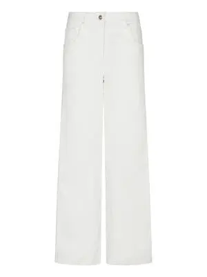 Giorgio Armani Stretch-cotton Denim Wide-leg Trousers - White