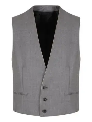 Giorgio Armani Single-breasted Virgin Wool And Cashmere Waistcoat - Grey