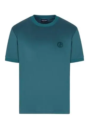 Giorgio Armani Cotton-interlock T-shirt With Ga Logo Embroidery - Green