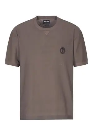 Giorgio Armani Crew-neck T-shirt In Technical Waffle Fabric - Beige