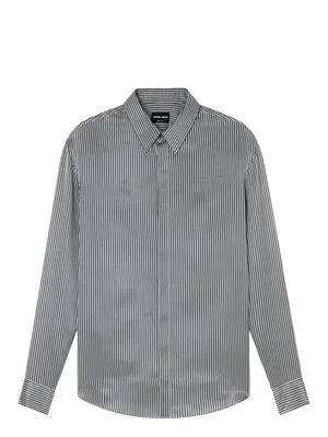 Giorgio Armani Shirt In Printed Silk Satin - Black