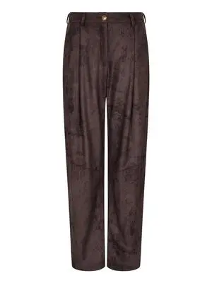 Giorgio Armani Single-pleat Suede-effect Jersey Trousers - Brown