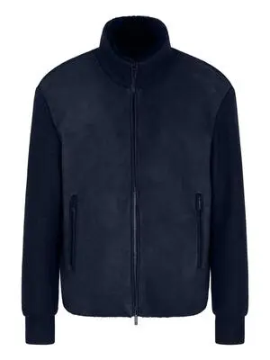 Giorgio Armani Lamb Shearling Suede And Virgin Wool Blouson - Blue
