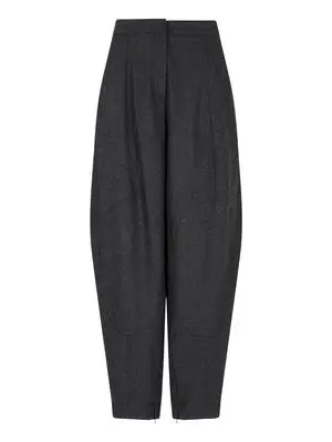 Giorgio Armani Wide Trousers In Wool And Cashmere Flannel - Grey