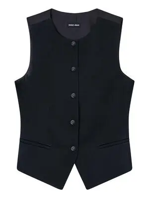 Giorgio Armani Single-breasted Wool Waistcoat - Black
