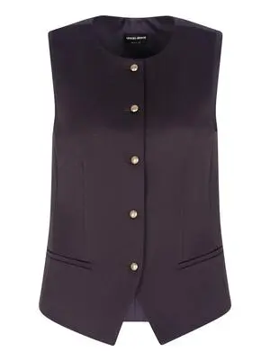 Giorgio Armani Single-breasted Wool Waistcoat - Brown