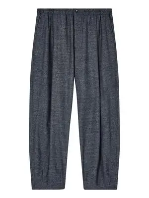 Giorgio Armani Single-Pleat Denim-Effect Virgin Wool Trousers Black