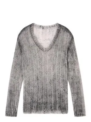 Giorgio Armani V-neck Jumper In Virgin Wool - Grey