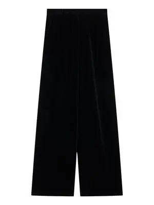 Giorgio Armani Wide-leg Velvet Trousers - Black