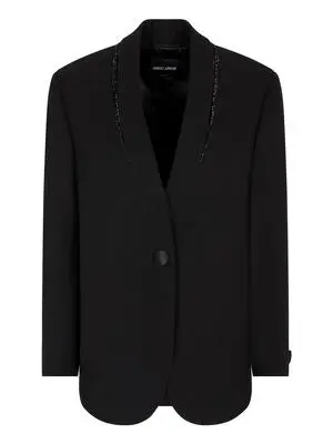 Giorgio Armani Silk Single-breasted Jacket With Rhinestone Embroidery - Patterned