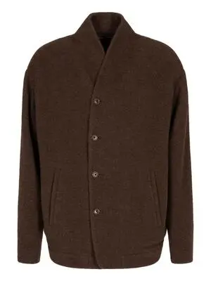 Giorgio Armani Pea Coat In Wool And Cashmere Cloth - Brown