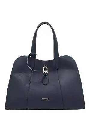 Giorgio Armani Large Pebbled Leather Tote - Black