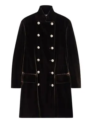 Giorgio Armani Double-breasted Velvet Coat - Brown
