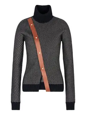 Giorgio Armani Houndstooth Jacquard Wool And Cashmere Jumper - Black