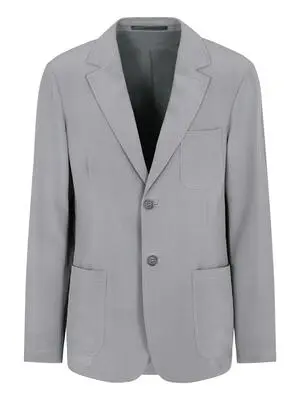 Giorgio Armani Silk Crêpe Single-breasted Jacket - Grey