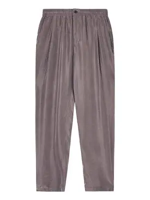 Giorgio Armani Flat-front Lyocell Canvas Trousers - Brown
