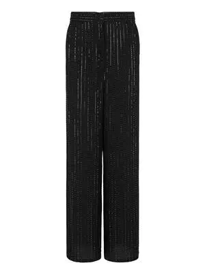 Giorgio Armani Wide-leg Silk Trousers With Embroidery - Patterned