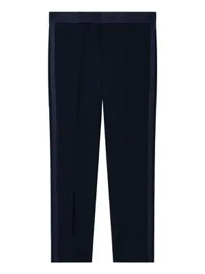 Giorgio Armani Wool Crêpe Trousers With Grosgrain Inserts - Navy_blue