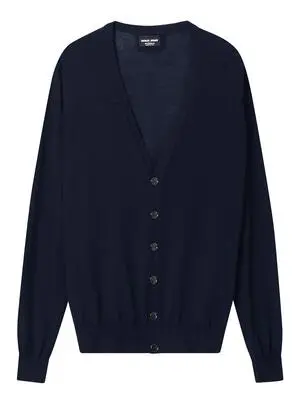 Giorgio Armani Cashmere Button-up Cardigan - Navy Blue