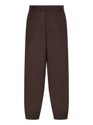 Giorgio Armani Flat-front Trousers In Lightweight Wool Cloth - Brown