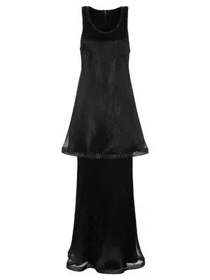 Giorgio Armani Pleated Tulle Dress With Crystal Embroidery And Frill - Patterned