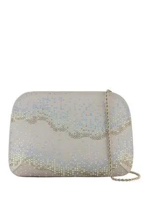 Giorgio Armani La Prima Satin Clutch With Rhinestone Wave Motif - Grey