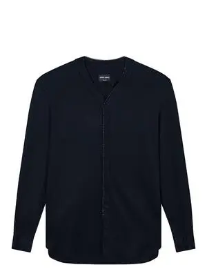 Giorgio Armani Giorgio's Silk Interlock Shirt With Rhinestone Piping - Black