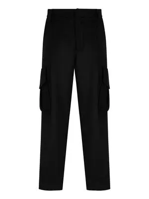 Giorgio Armani One-pleat Cargo Trousers In Double Cashmere Cloth - Navy_blue